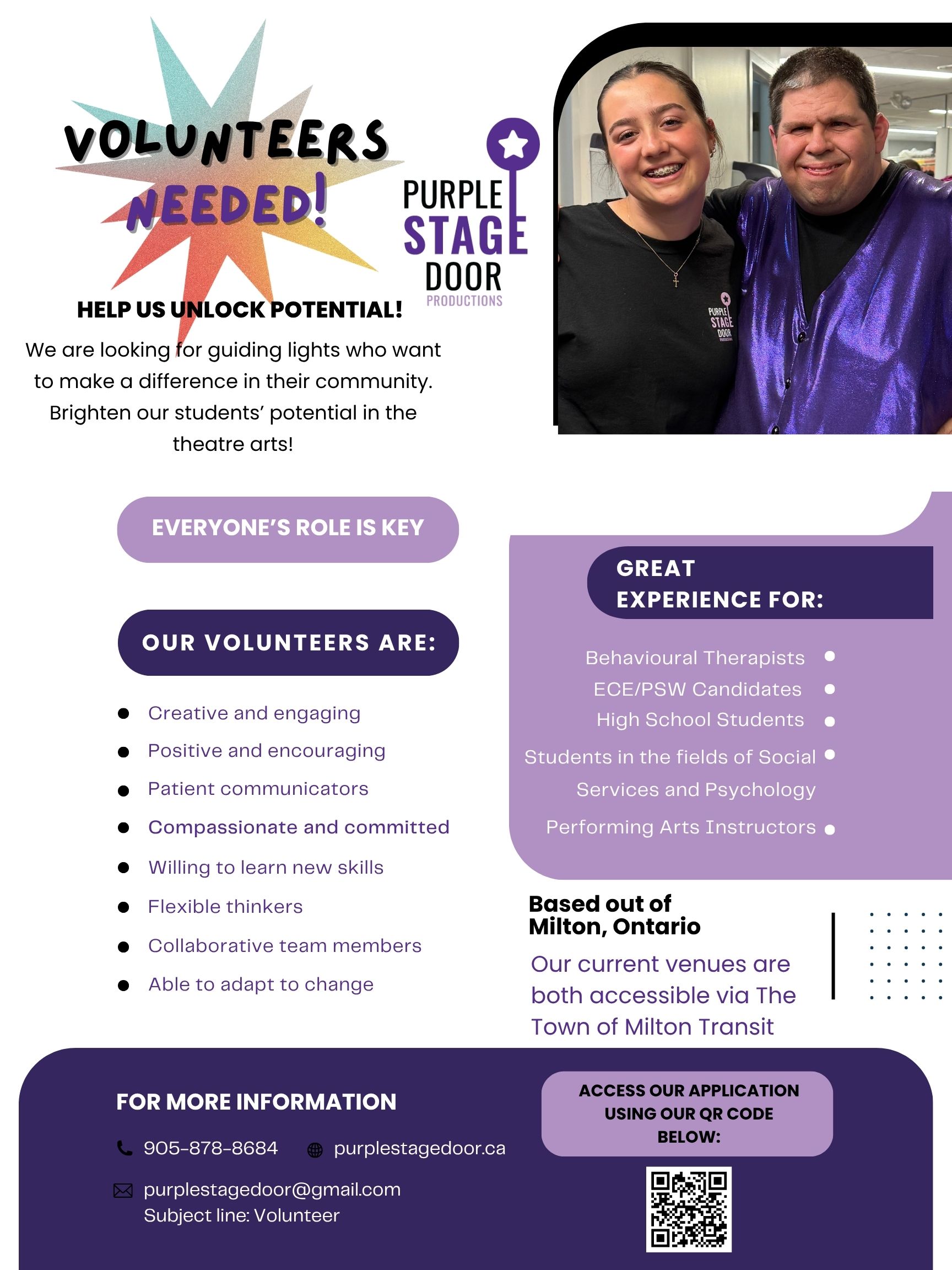 Volunteer with Us! – Purple Stage Door Productions